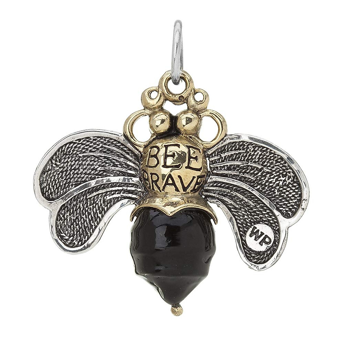 Waxing Poetic Bee Brave Sterling Silver, Brass and Black Resin Bee Pendant