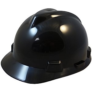 MSA V Small Size Cap Style Hard Hats w/FasTrac III Suspensions and Handy Tote Bag - Black