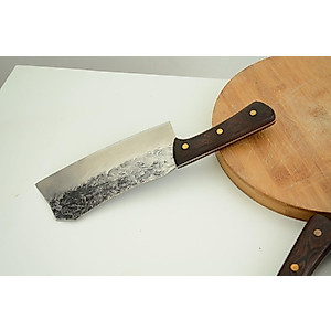 Lifespace 8in Chef Chopping Cleaver with 3 Rivets & Wood Handle