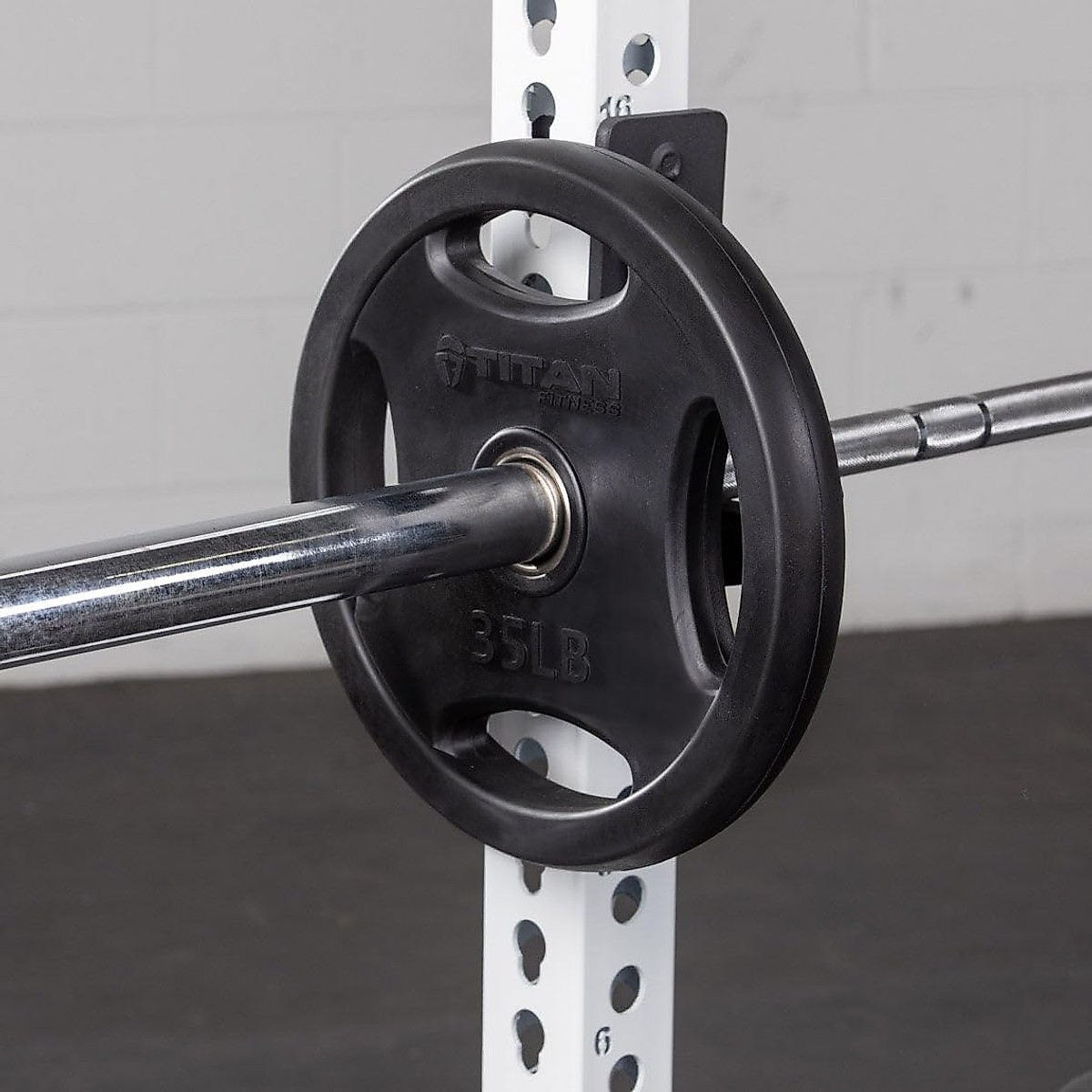 Titan Fitness 35 LB Single Black Grip Plate, Cast Iron and Rubber Coating, Sold as a Single Plate