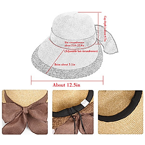 Straw Sun Hats for Women Beach Summer Wide Brim Adjustable Lightweight Foldable/Packable Travel with Uv Upf50 Protection Khaki