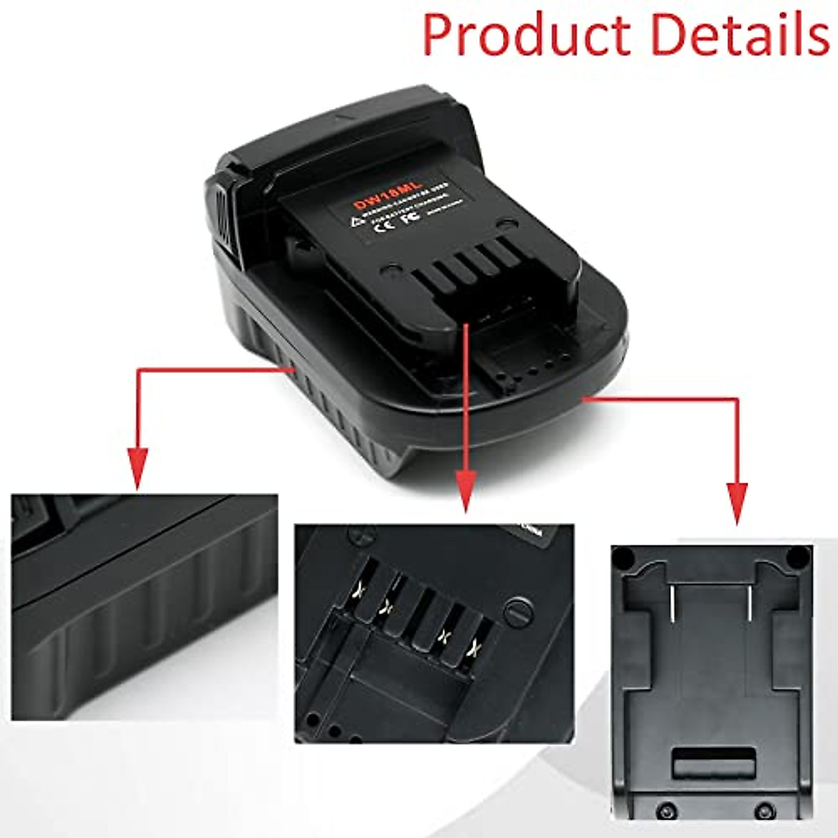 DW18ML Battery Adapter Convert Dewalt 20V Battery to Milwaukee 18V Battery, Compatible with All Milwakee 18V Tools (Battery not Included)