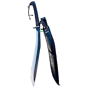 Kukri Factory Outlet Nepal - 21" Traditional Sirupate 2 Chira (Fullers) Rust Free Khukuri, Village Farmers High Carbon Steel Blade Knives