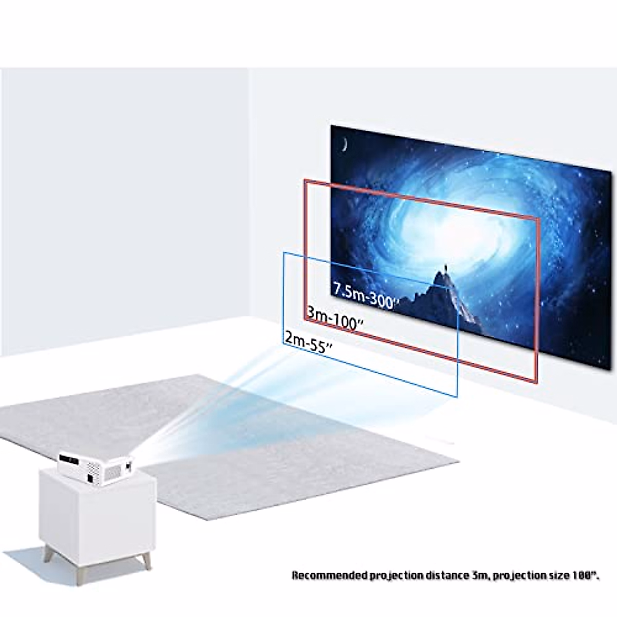 Native 1080p Projector, 5G WiFi Full HD 1920x1080p Video Beam, iOS/Android Mac Sync Screen, 300" for Movie Games, Compatible w/HDMI, VGA, USB, PC, DVD - White