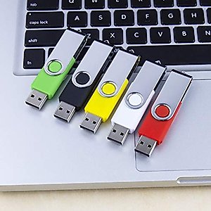 32GB USB Flash Drive, SRVR 5 Pack USB 2.0 Flash Drive Metal Swivel USB Memory Stick with LED Indicator, Fold Storage Thumb Drives Jump Drive with Lanyards (5 Mixed Color)