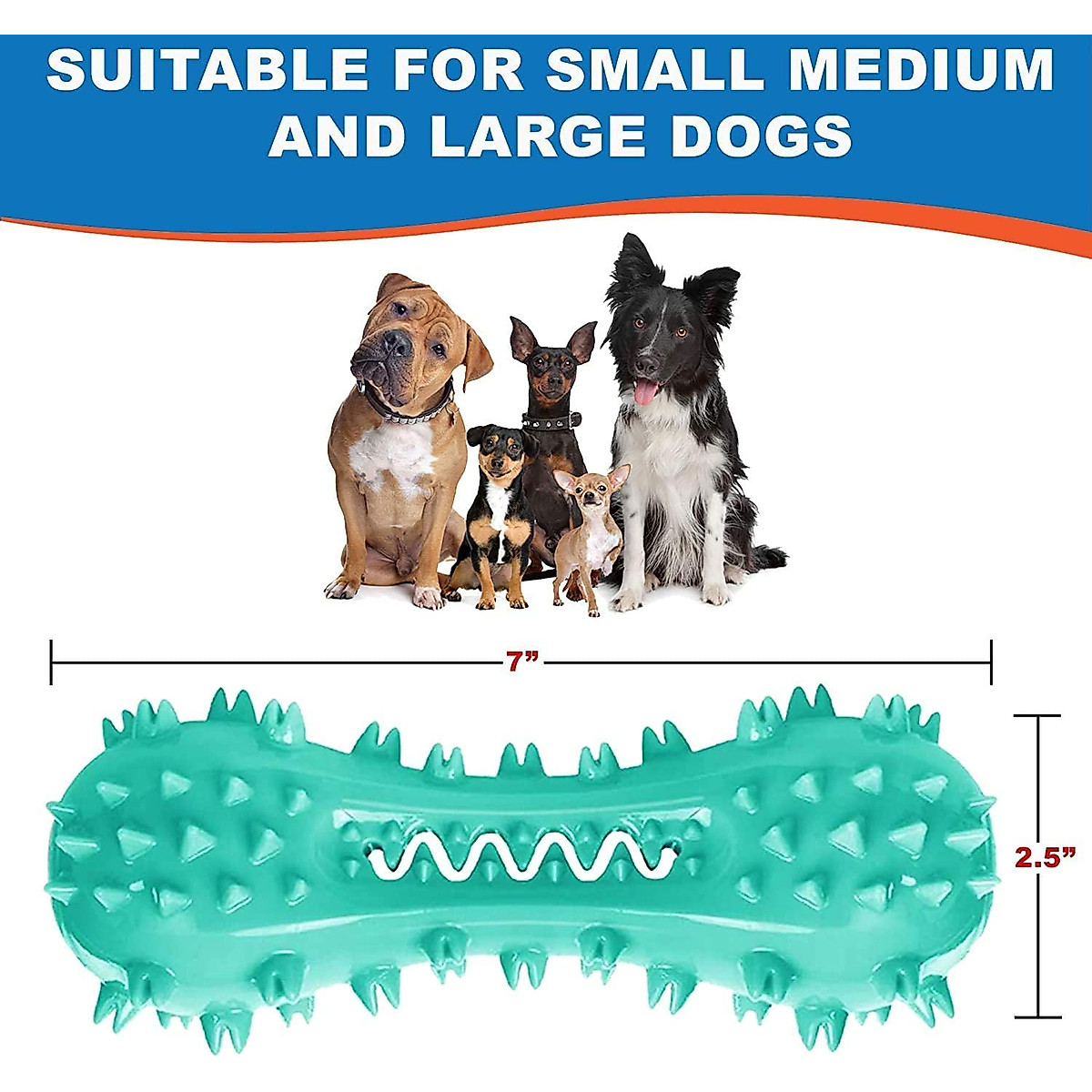 CERISURIO Toothbrush Dog Chew Toy, Stick Bone for Dog Teeth Cleaning, Tooth Brushing, Teething Chew Toys, Dental Oral Care for Small, Medium and Large Dogs(Blue)