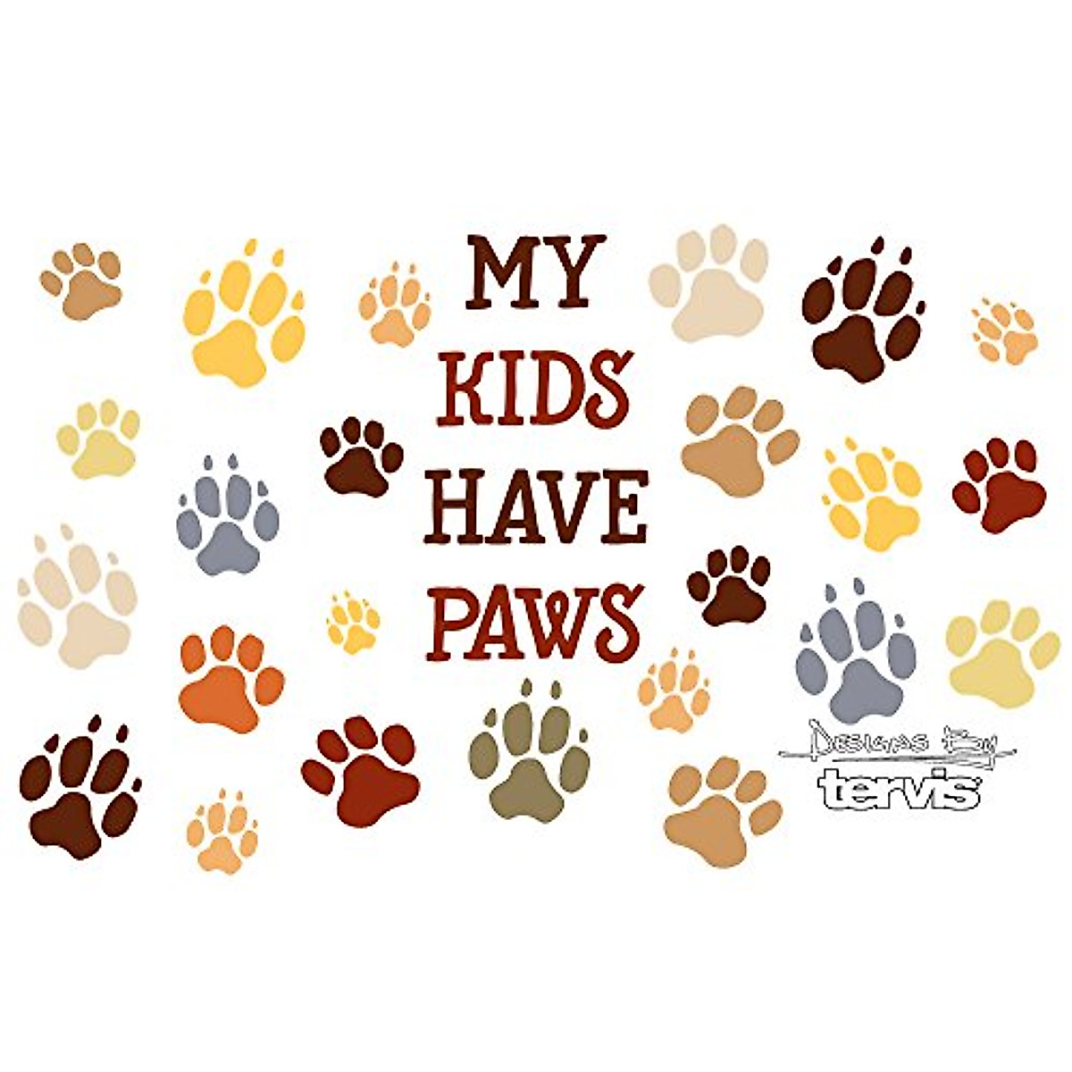 Tervis My Kids Have Paws Stainless Steel Tumbler with Clear and Black Hammer Lid 20oz, Silver