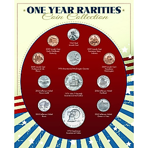 One Year Rarities Coin Collection, Genuine United States Minted Coins, Americana Collectible, Certificate of Authenticity – American Coin Treasures