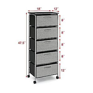 Niccae Fabric Dresser for Bedroom,Organizer Unit with Fabric Bin,5 Drawers of Easy-Pull Fabric Bins,Chest of Drawers for Closet,Living Room, Hallway,Children's Room