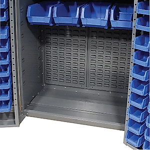 Global Industrial Bin Cabinet with 156 Blue Bins, 38x24x72, Assembled