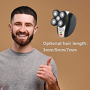 Electric Razor for Men & Grooming Kit, 5 in 1 Bald Head Rotary Razor LED Waterproof USB Rechargeable Cordless Electric Shavers with Clippers Nose Hair Beard Trimmer Facial Cleaning Brush