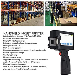 Hilitand Handheld Printer 4.5 Inch Touch Screen Portable Inkjet Printer for Printing Production Date Batch Number QR Code