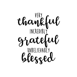 Vinyl Wall Art Decal - Very Thankful Incredibly Grateful Unbelievably Blessed - 26.5" x 22" - Trendy Cute Love Life Quote Sticker for Bedroom Kids Room Living Room Playroom Dining Room Decor (Black)