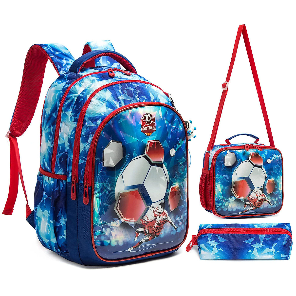 MOHCO Kids Backpack 17inch with Lunch Bag and Pencil Case Lightweight School Backpack for Teens, Girls, Boys, Elementary and Middle school