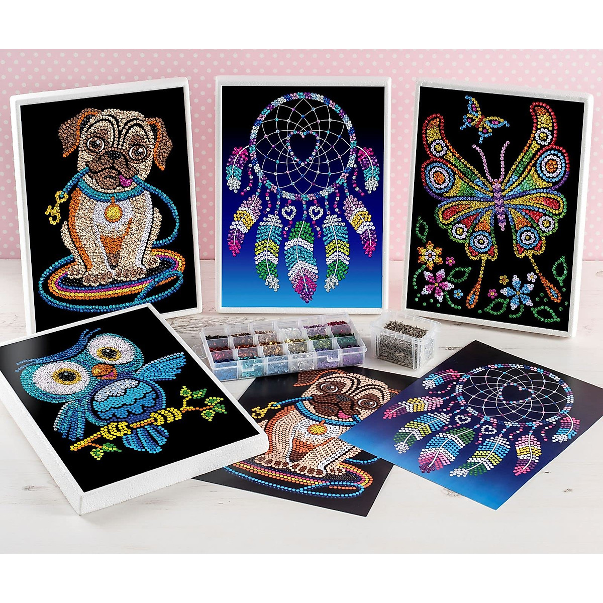 Distribution Solutions Sequin Art Purple Red Hatter, Sparkling Arts and Crafts Kit; Creative Crafts for Adults and Kids