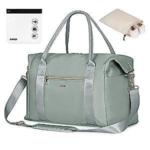 WANDF For Spirit Airlines Personal Item Bag 18x14x8 Travel Duffel Bag with TSA Approved Quart Size Bag & Shoes Bag Weekender Overnight Bag Carry-on Luggage for Women (Grey）