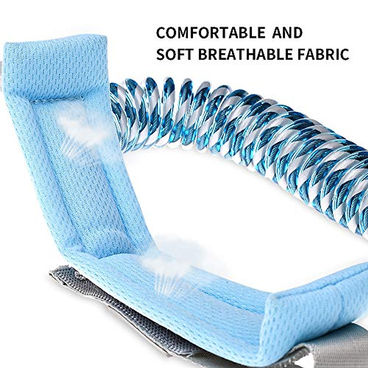 Toddler Leash Safety Harness with Induction Lock, Reflective Anti Lost Wrist Link Walking Belt Straps for Toddlers, Babies, Kids, Wrist Band for Outdoor Activities, Shopping (Blue, 2m)