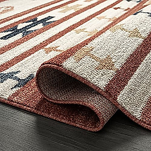 Abani Rugs Native Tribal Print Burnt Amber & Beige Living Room Rug - Premium Southwestern Style Non-Shedding 5'3" x 7'6" (5x8) Area Rug