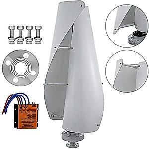 TBVECHI Wind Power Turbine Generator-400W 12V DC Vertical Wind Power Turbine Generator-White Wind Power with Charge Controller-Vertical Axis Wind Turbine with Low Speed Starting