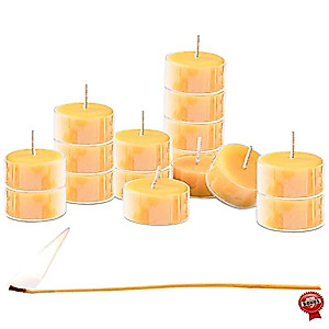 Beeswax Tea Light Candles - 100% Pure Natural Refined with Chemical Free Cotton Beeswax WickBONUS Get a free DRIPLESS beeswax lighter Wick MADE IN USA