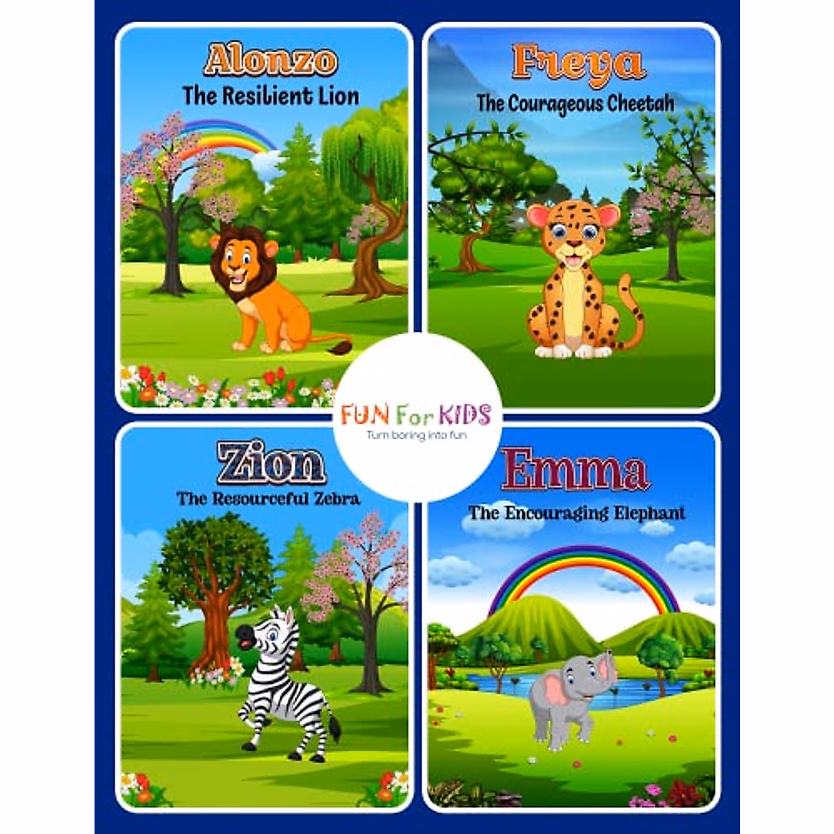 ZOFREY Kids Toothbrushes U Shape 4 Pack - Kids Toothbrushes with Safari Animals and 4 Free E-Books, U Shaped Toothbrush Kids Age 2-6, 360 Toothbrush Toddler, Autism Toothbrush for Kids, BPA Free