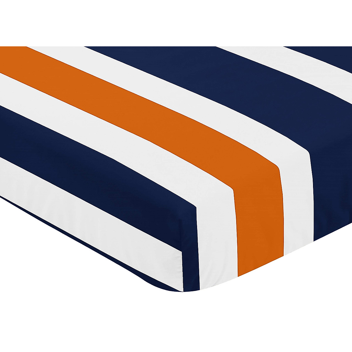 Sweet Jojo Designs Fitted Crib Sheet for Modern Navy Blue and Orange Stripe Baby/Toddler Bedding - Stripe Print