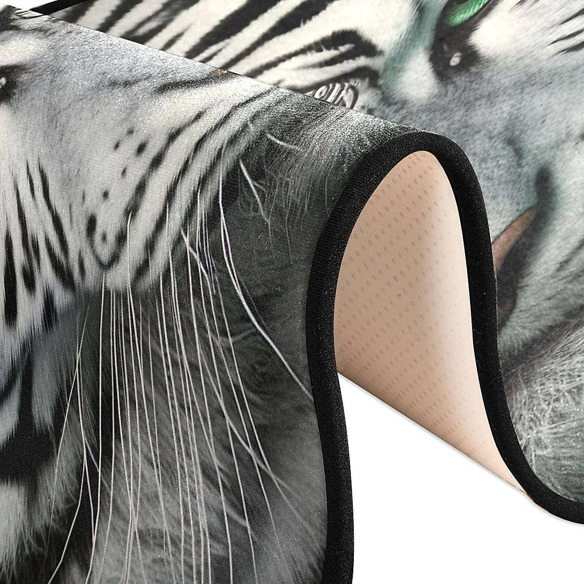 xigua White Tiger with Green Eyes Non-Slip Runner Rug Area Rug Washable Rectangle Rug for Bedroom Living Room Bathroom Hallways Home Decor 72x24 Inches#261