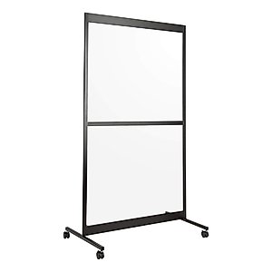 Norwood Commercial Furniture Clear Room Divider Partition - Portable Sneeze Guard Screen on Wheels for Social Distancing, Home, Office, Waiting Area, or School 3.5’ W x 6.5’ H Single Panel w/Crossbar