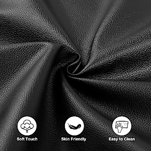 Kallabe Full Modern Faux Leather Upholstered Bed Frame with Adjustable Headboard, LED Lights，Low Profile Platform Bed with Iron Piece Decor，Wooden Slats Support, No Box Spring Needed, White & Black