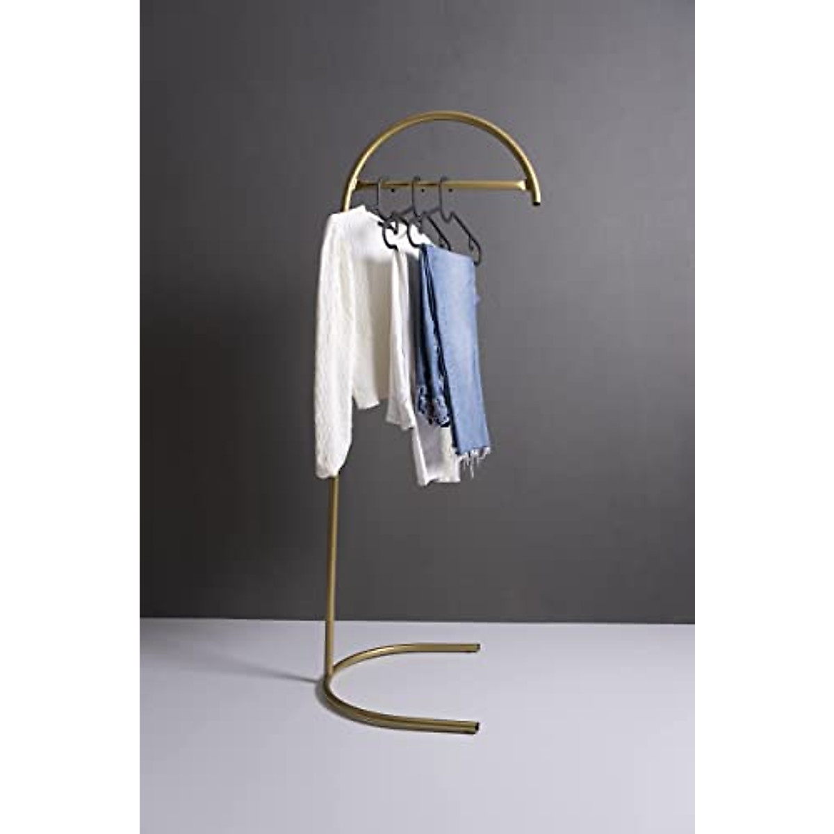 VEGAINDOOR Half Moon Metal Clothes Rack Strong Garment Rack, Industrial Clothing Rack,Heavy Duty Clothes Rack,Portable Clothing Rack Hanging Clothes Rack for Small Spaces and Rooms Gold