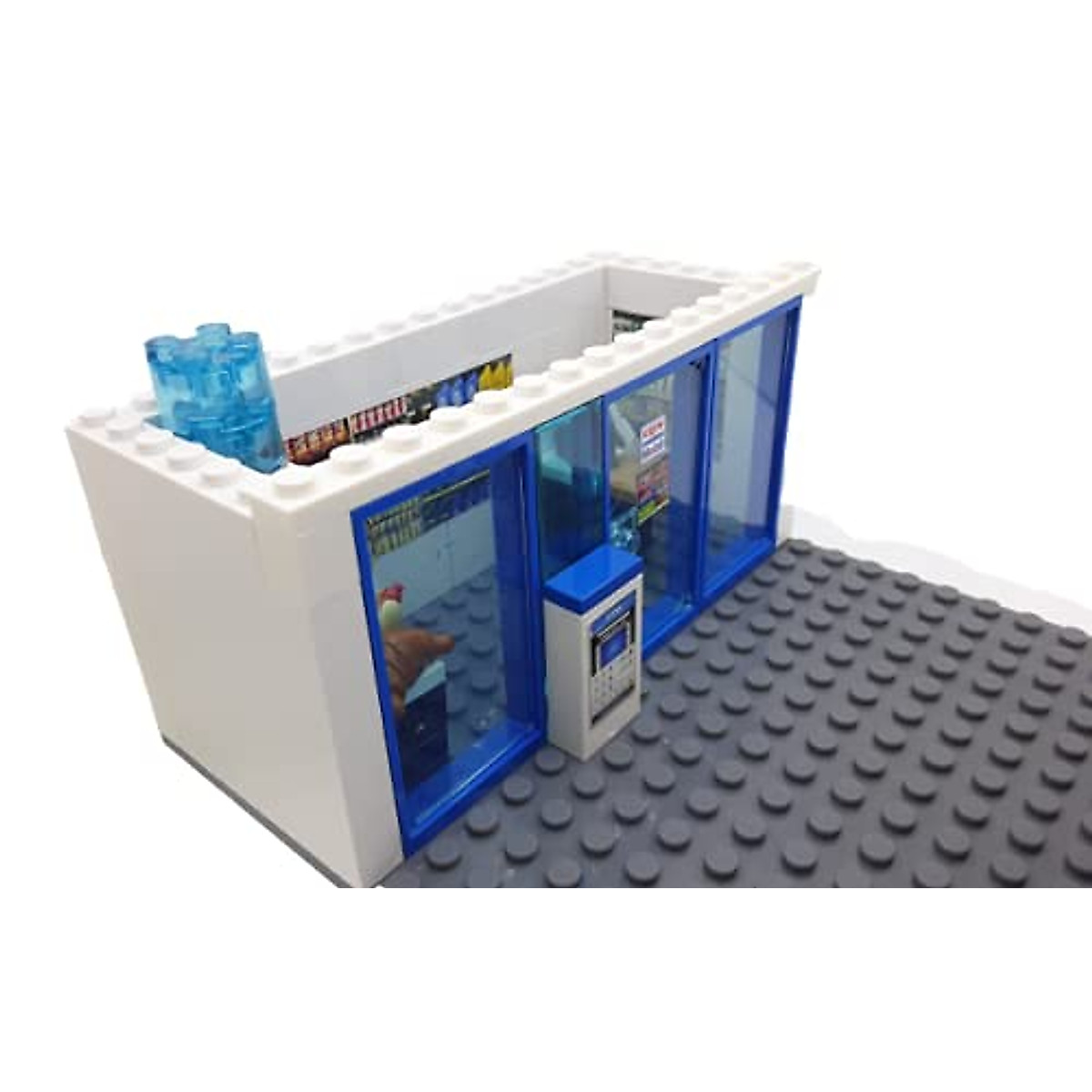 Building Bricks Toys City Town Village MOC Gas Station with Convenience Store 4 Fuel Gas Pumps Compatible with All Brands
