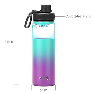 DRINCO Stainless Steel Water Bottle Spout Lid Vacuum Insulated Double Wall Water Bottle Wide Mouth (40oz 32oz 22oz 18oz 14oz) Leak Proof Keeps Cold or Hot (22 oz, 22oz Ombre Fuschia Teal)