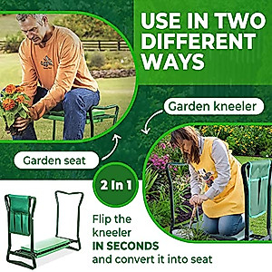 H&GT Garden Kneeler and Seat, Foldable Garden Stool Heavy Duty Gardening Bench for Kneeling and Sitting to Prevent Knee & Back Pain, Great Gardening Gifts for Women, Grandparents, Seniors, Mom & Dad