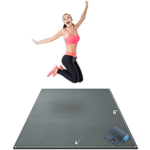 Gorilla Mats Premium Large Exercise Mat – 6' x 4' x 1/4" Ultra Durable, Non-Slip, Workout Mat for Instant Home Gym Flooring – Works Great on Any Floor Type or Carpet – Use With or Without Shoes