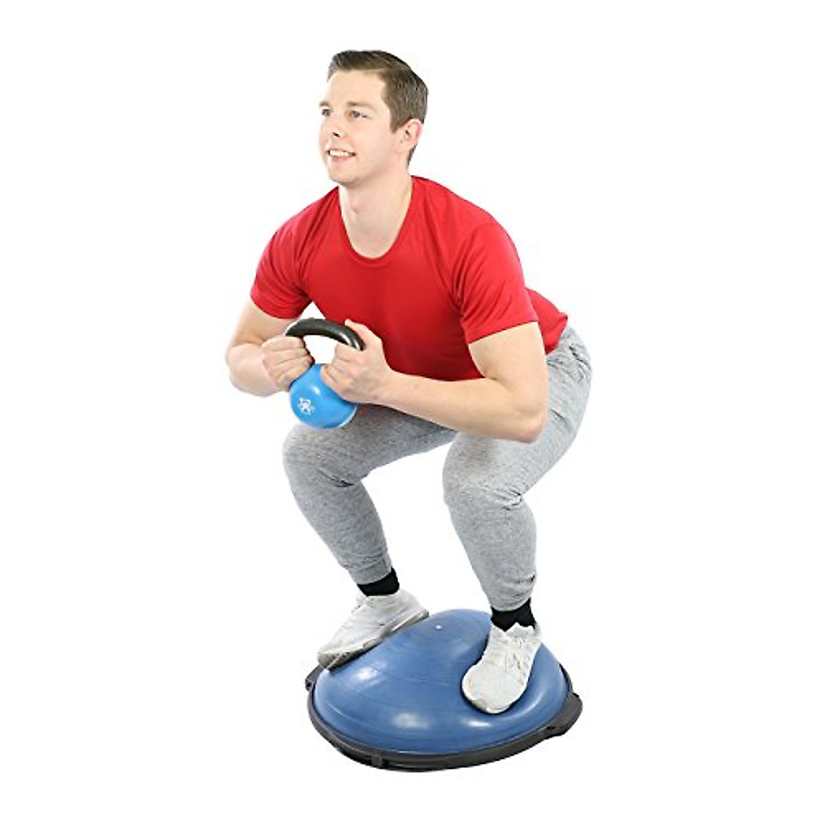 CanDo Dome Balance Trainer 55cm with Non-Skid Base for Balance Training, Strength Building, and Cardio Exercises for Home, Gyms, and Clinics, Includes Resistance Cords and Air Pump