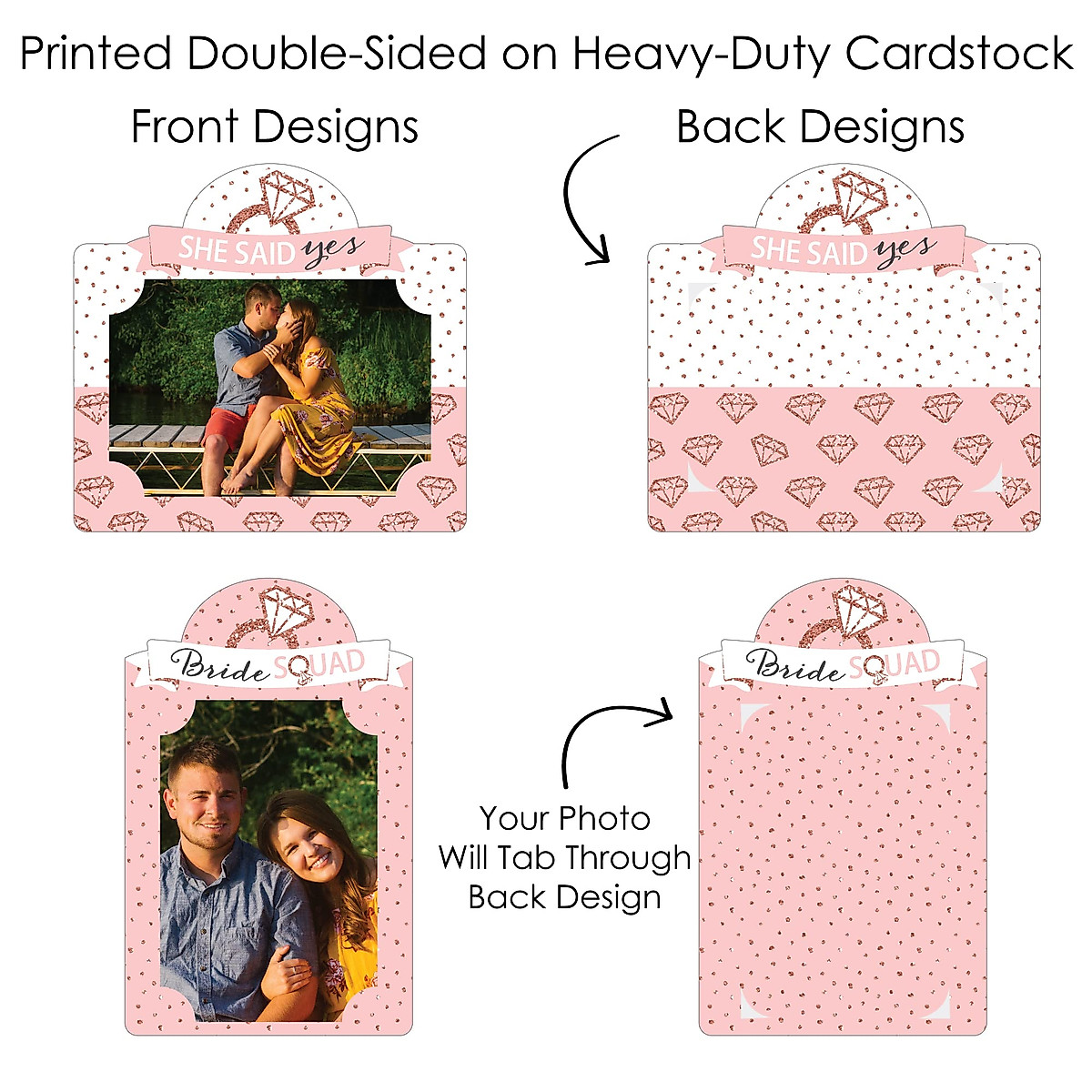 Big Dot of Happiness Bride Squad - Rose Gold Bridal Shower or Bachelorette Party Picture Centerpiece Sticks - Photo Table Toppers - 15 Pieces