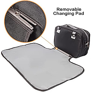 MOMIGO Baby Diaper Caddy Bag with Changing Pad - Waterproof Changing Bag Baby Stroller Bag Nursery Storage Bin for Diapers, Wipes & Toys Mini Diaper Bag for Outdoor（Black