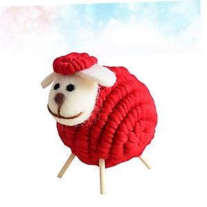 BRIGHTFUFU Mini Sheep Craft Lamb Christmas Ornament Decorative Adornment Handmade Wool Felt Small Decorations for Xmas Tree