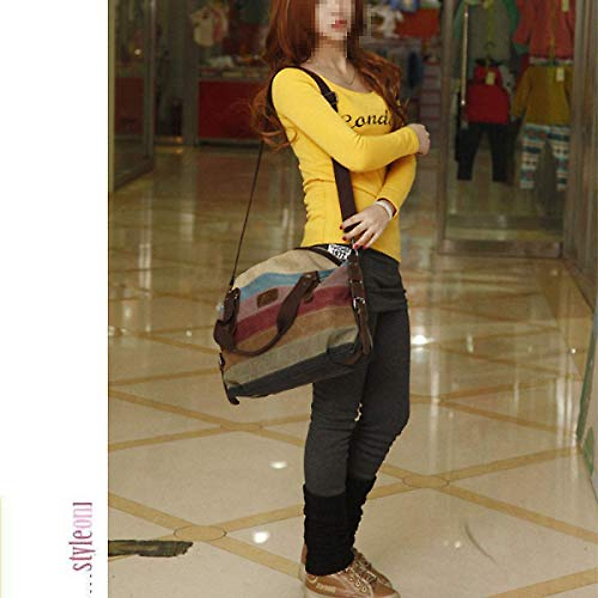 YOUNXSL Womens Shoulder Bags Canvas Hobo Handbags Multi-Color Casual Messenger Bag Top Handle Tote Crossbody Bags Stripe