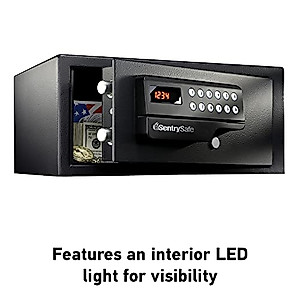 SentrySafe Black Steel Safe with Card Swipe Reader and Digital Keypad Lock, Small Safe with Interior Lighting and Bolt Down Kit, 0.41 Cubic Feet, H060ES