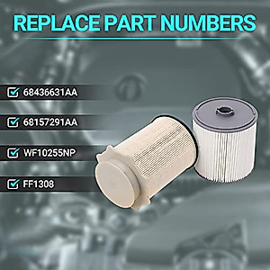 6.7L Cummins Fuel Filter Water Separetor Kit for 2019 2020 2021 2022 2023 2024 Dodge Ram 2500 3500 4500 5500 - Replace 68157291AA 68436631AA - Fuel Filter 6.7 Cummins Diesel