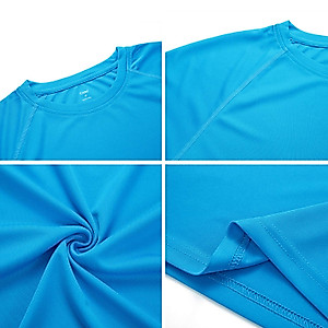 Men's Solid Color Long Sleeve Tee Cooling PerformanceT-Shirt (Blue,M)