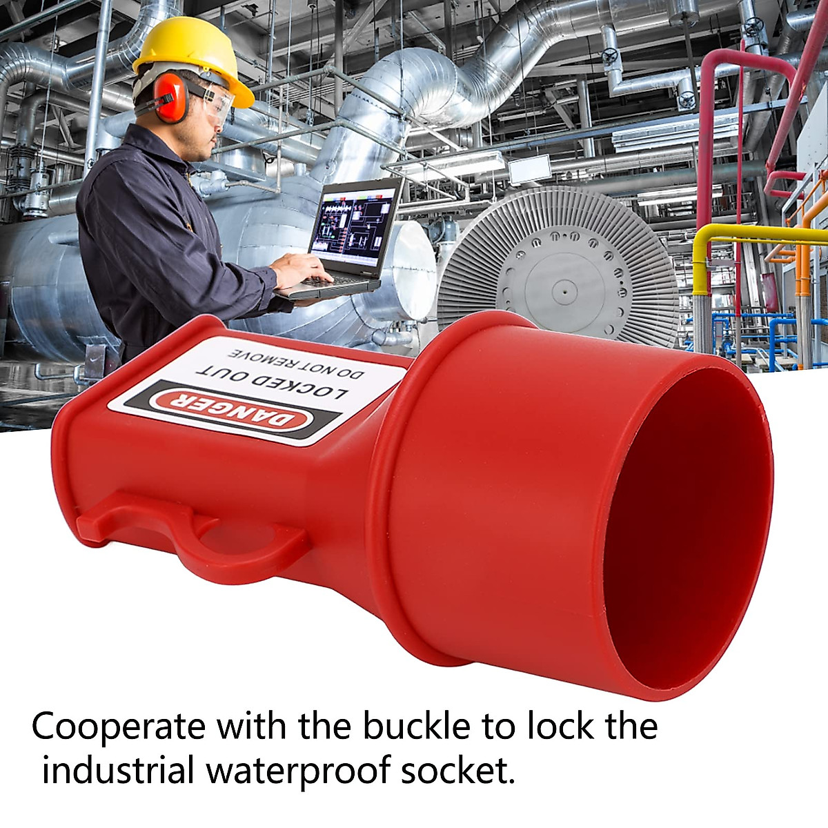 Socket Lockout Device Electrical Lockout Tag Out Kits Safety Padlock 55mm ID Pin and Sleeve Socket Lock for Replacement