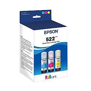 EPSON T522 EcoTank Ink Ultra-high Capacity Bottle Color Combo Pack (T522520-S) for select Epson EcoTank Printers