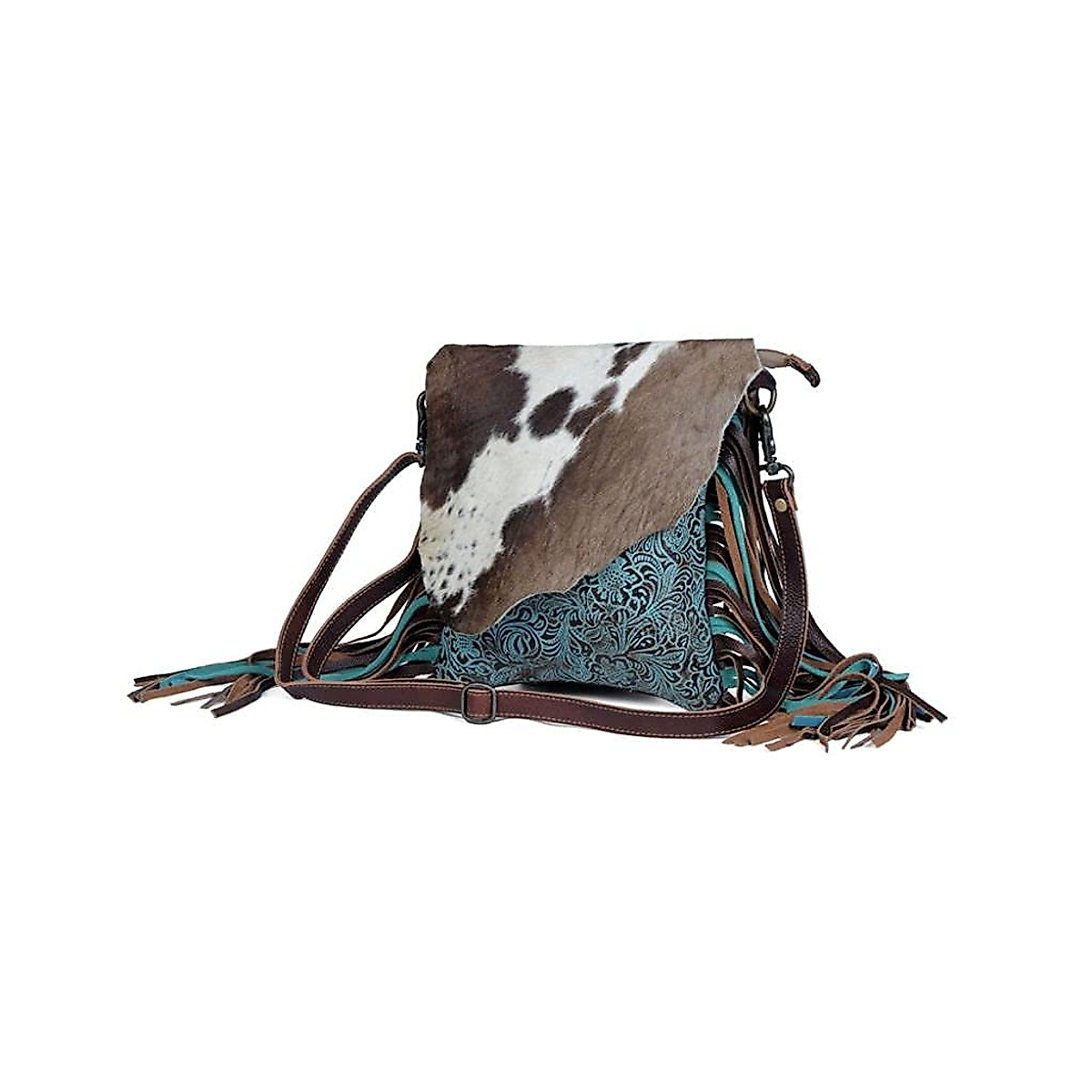 Myra Bag Cobal Blue Concealed Carry Bag Upcycled, Brown, S-3345
