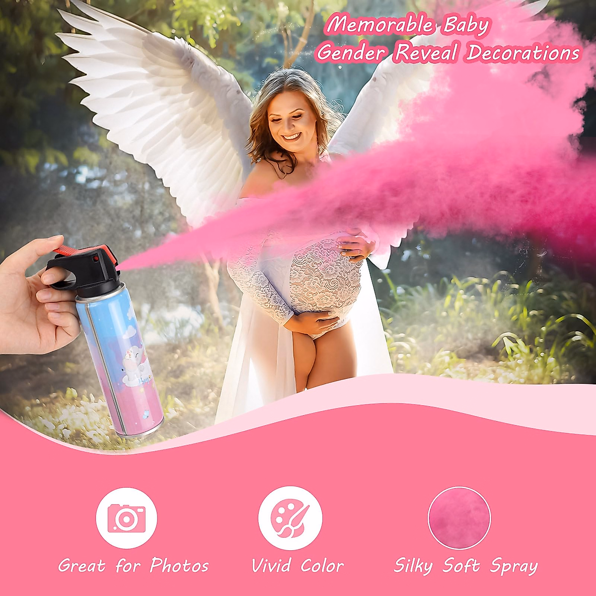Gender Reveal Smoke Bombs, Gender Reveal Fire Extinguisher, Biodegradable Gender Reveal Party Supplies, Boy or Girl Baby Shower Gender reveal Ideas(2 Pink)
