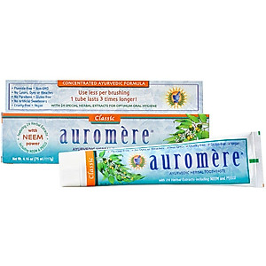 Auromere Ayurvedic Herbal Toothpaste, Classic Licorice Flavour - Vegan, Natural, Non GMO, Fluoride Free, Gluten Free, with Neem & Peelu (4.16 oz), 1 Pack