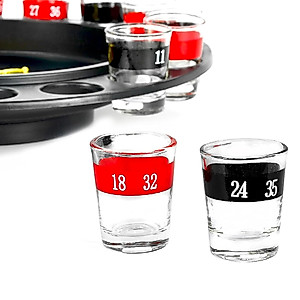 Fairly Odd Novelties Shot Glass Roulette - Ultimate Drinking Game for Adults - 16pcs Red/Black Set for Party, White Elephant, Adult Game Nights - Spin & Sip with Laughter!