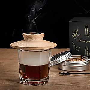 Cocktail Smoker Kit, Old Fashioned Smoker Kit Whiskey Smoker Infuser Kit - Flavor Drink Smoker Cocktail Chimney Smoker, Wood Chips for Whiskey and Bourbon, For Your Friends, Husband, Dad.
