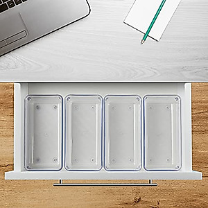 Acrimet Desk Drawer Organizer Box Tray Storage Bins Modular Divider for Home, Kitchen, Office and Storage (Clear Crystal Plastic) (4 Pack - 6.25" x 3.13" x 2.13")